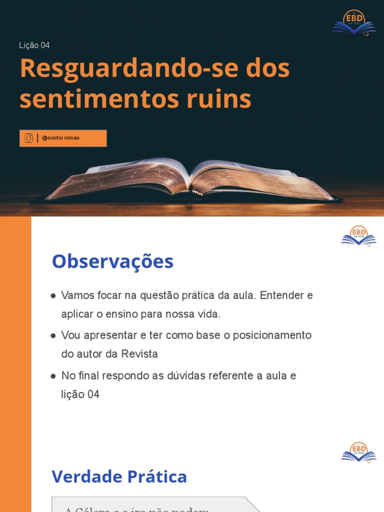 Licao 04 - Resguardando-Se Dos Sentimentos Ruins-1650544944 | PDF