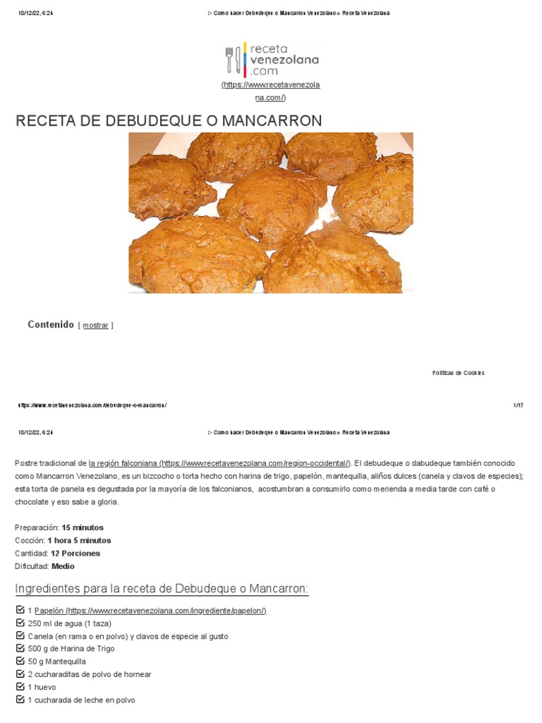 Como Hacer Debudeque o Mancarron Venezolano Receta Venezolana | PDF ...