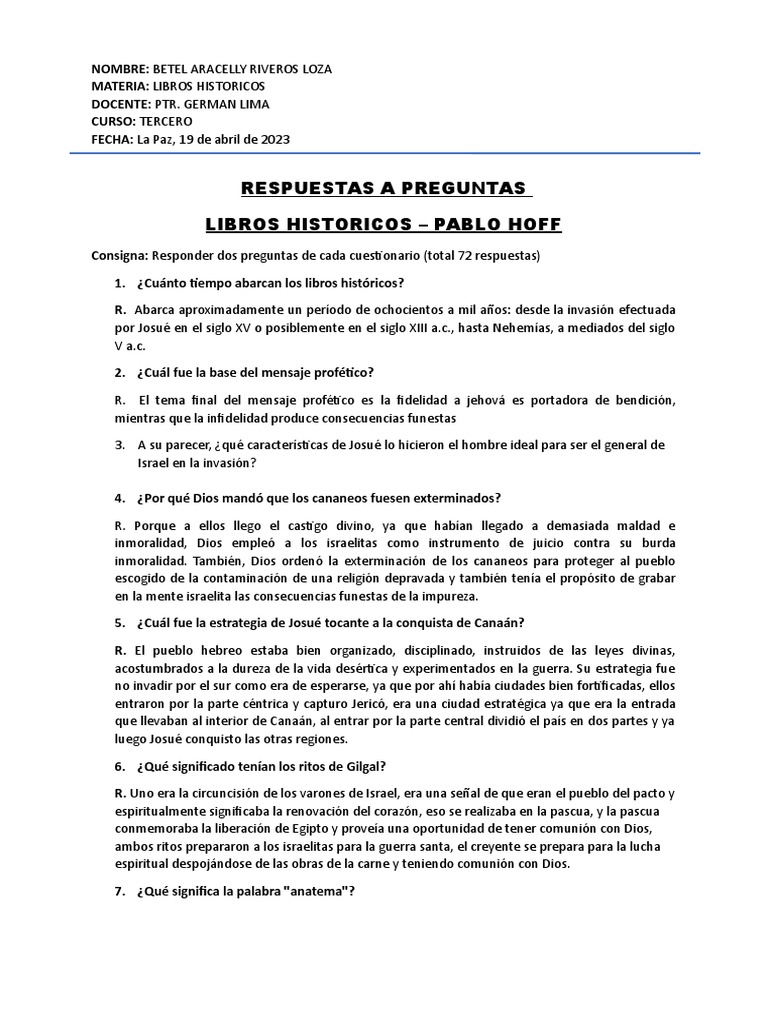 Preguntas - Libros Historicos | PDF | David | Saulo