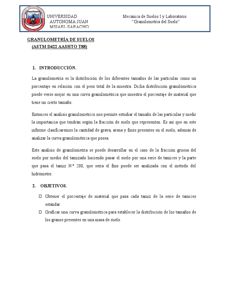 Granulometría de Suelos (Astm D422 Aashto T88) | PDF | Arena | Suelo