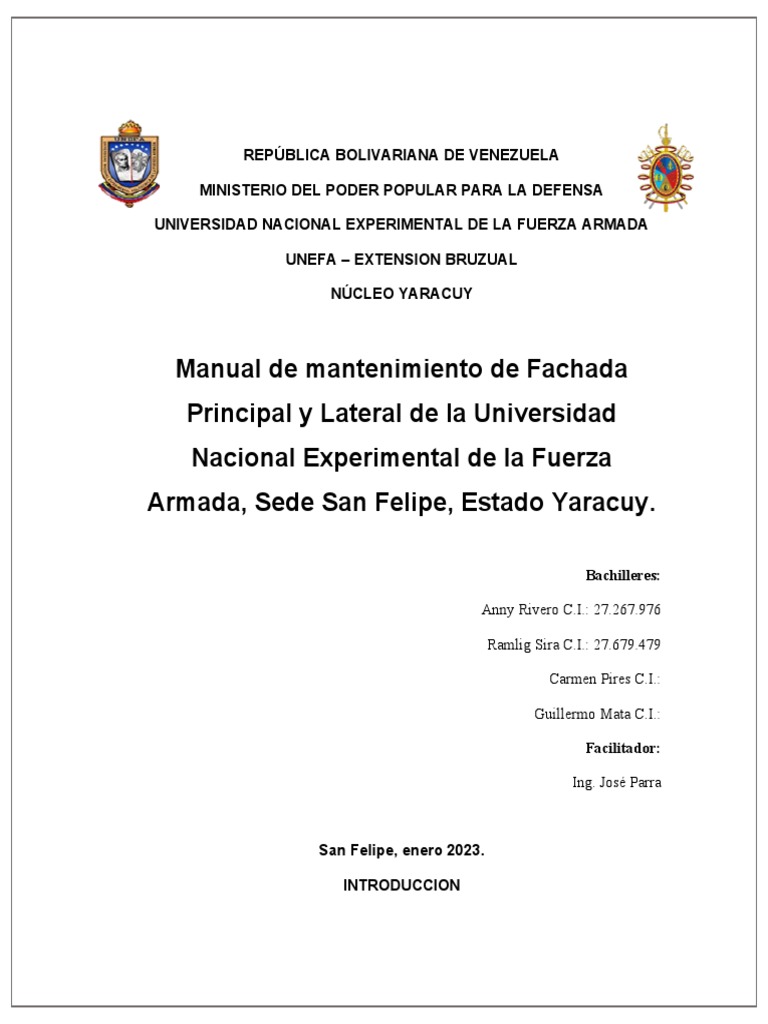 Man. Mant. Fachada - Unefa | PDF