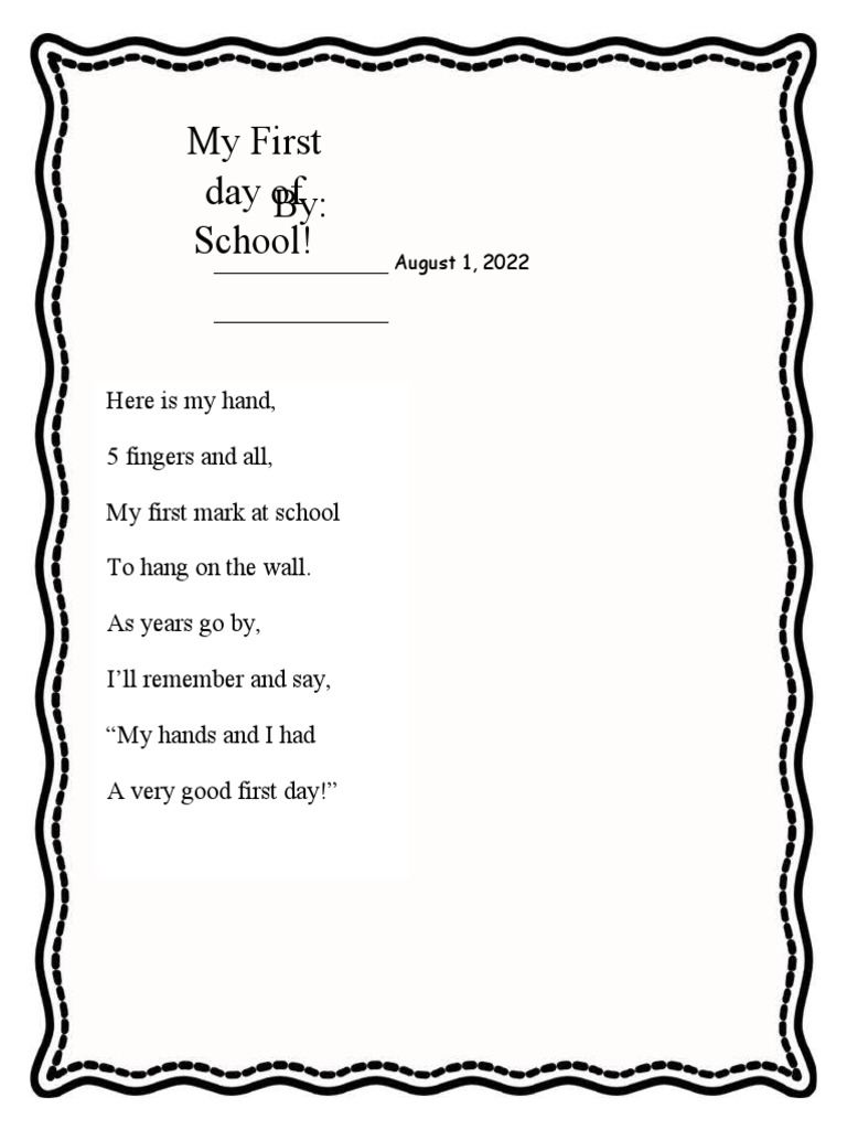 First-day-of-School-Worksheet (Nursery) | PDF