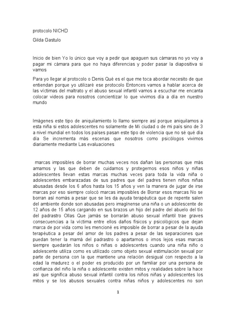 Protocolo NICHD | PDF | Abuso Sexual Infantil | Abuso sexual