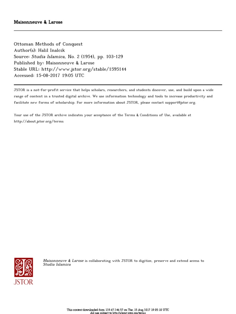 Halil İnalcık-Ottoman Methods of Conquest | PDF | Ottoman Empire | Sultan