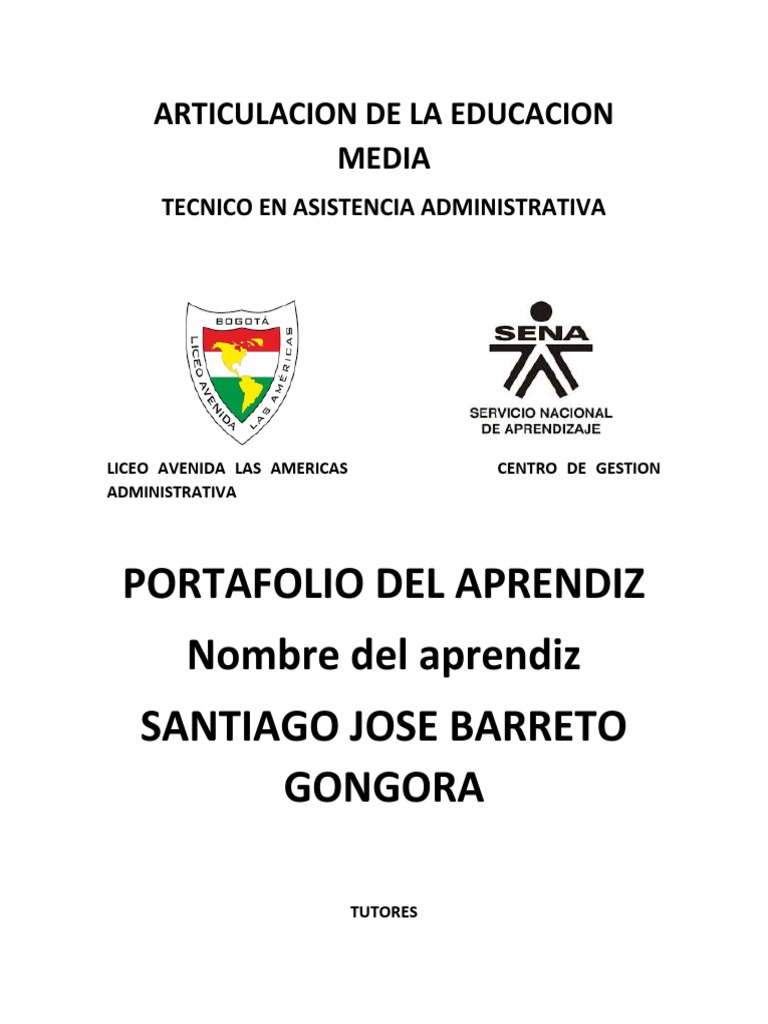 Portafolio Del Aprendiz Nombre Del Aprendiz Santiago Jose Barreto Gongora | PDF