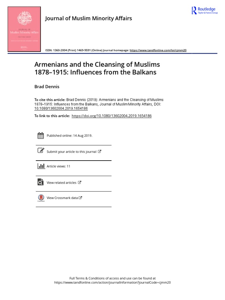Dennis-Armenians and The Cleansing of Muslims 1878 1915 Influences From ...