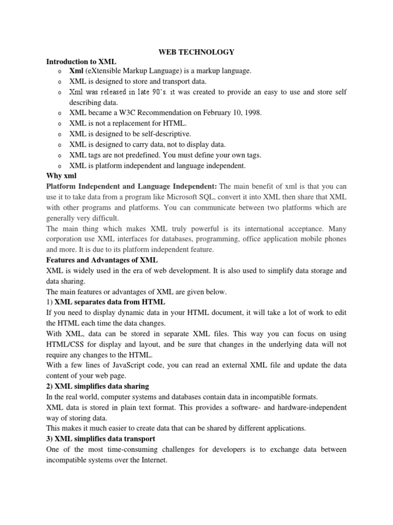 Unit 2 Xml Pdf Xslt Xml 0384