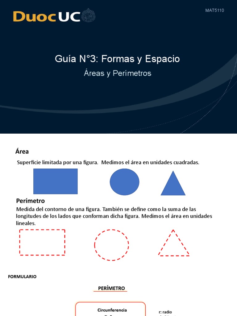 Guía N°3: Formas y Espacio: Áreas y Perímetros | PDF | Zona | Triángulo