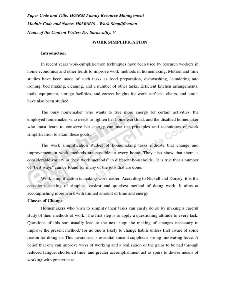 Work Simplification | PDF | Chair | Hip