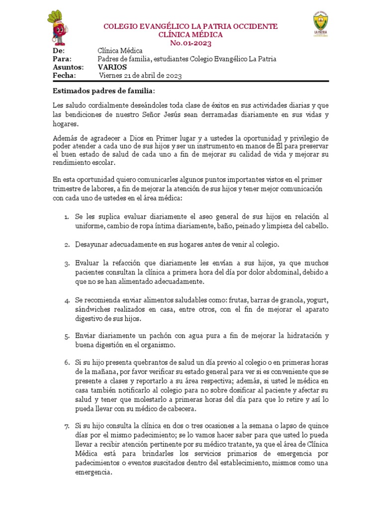 Circular 01 Clínica | PDF