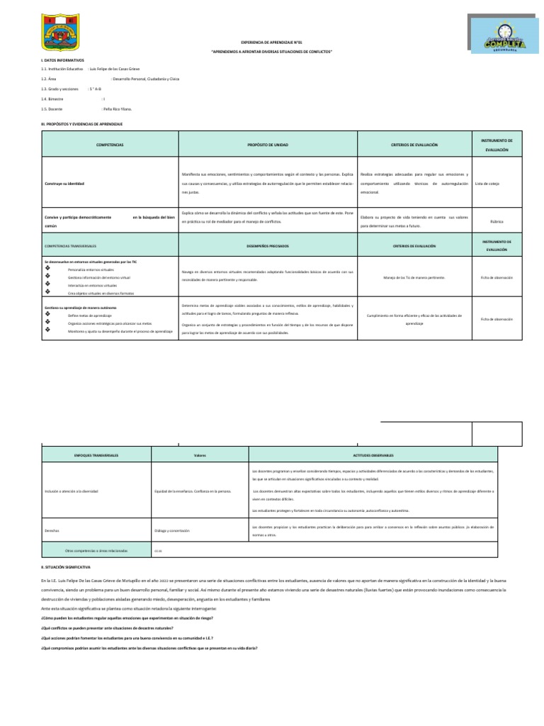 Unidad 01-dpcc 5 | PDF | Aprendizaje | Evaluación