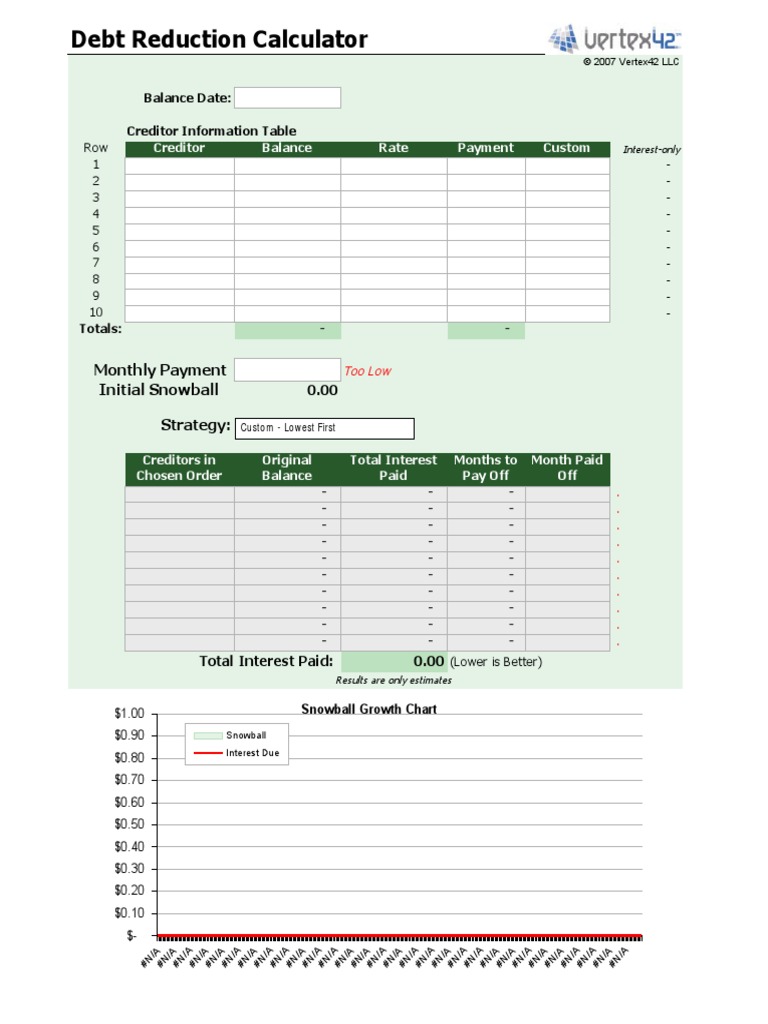 Debt Reduction Spreadsheet | PDF | Interest | Debt