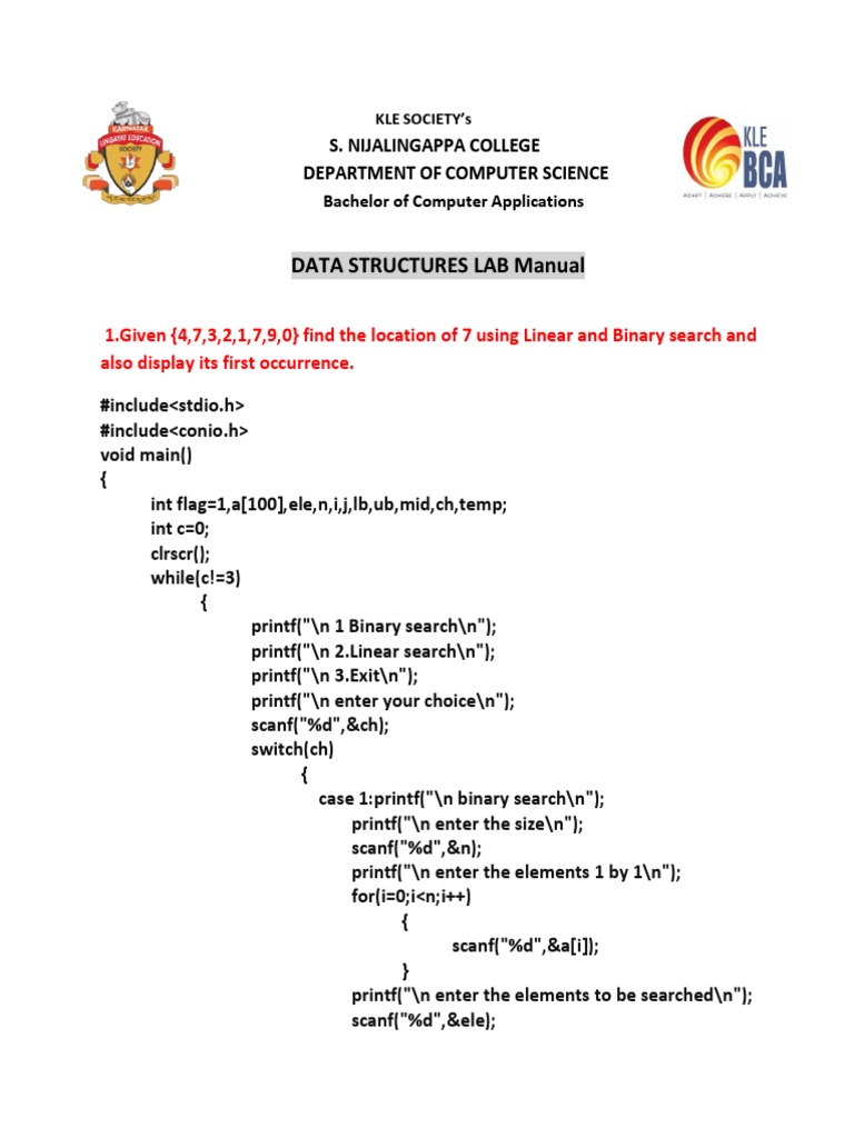 DS LAB - Manual | PDF | Computing | Theoretical Computer Science DS LAB - Manual | PDF | Computing | Theoretical Computer Science