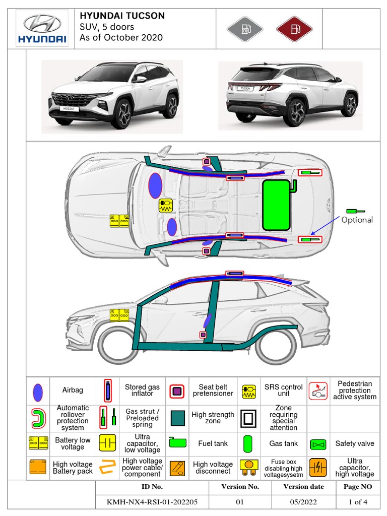 Hyundai TUCSON Rescue Sheet | PDF | Airbag | Vehicles