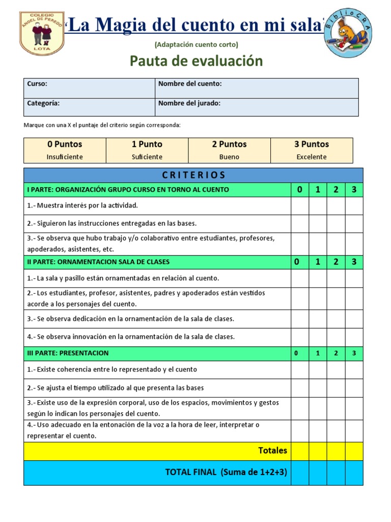 Pauta Evaluacion Dia Del Libro | PDF
