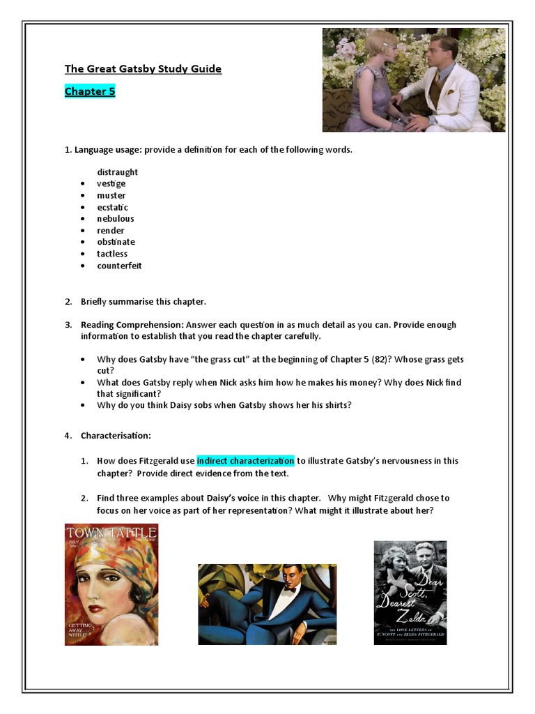The Great Gatsby Chapter 5 Study Guide | PDF
