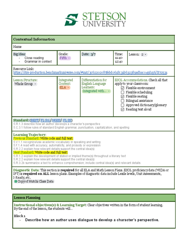 DD 02 Tuesday Ela Plans w8d2 1 | PDF | Lesson Plan | English As A ...
