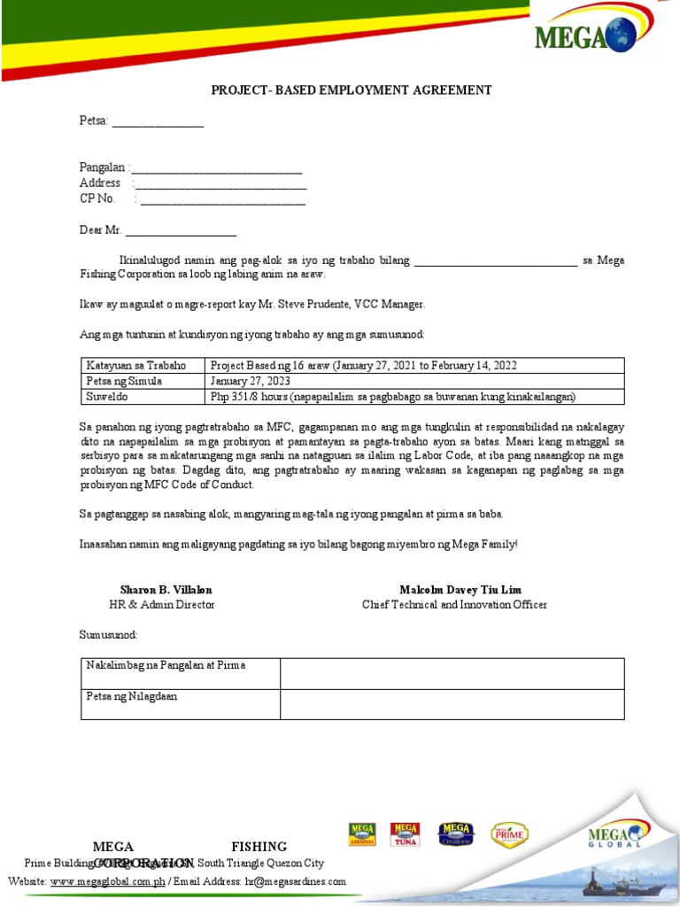 PROJECT BASE CONTRACT - Tagalized | PDF