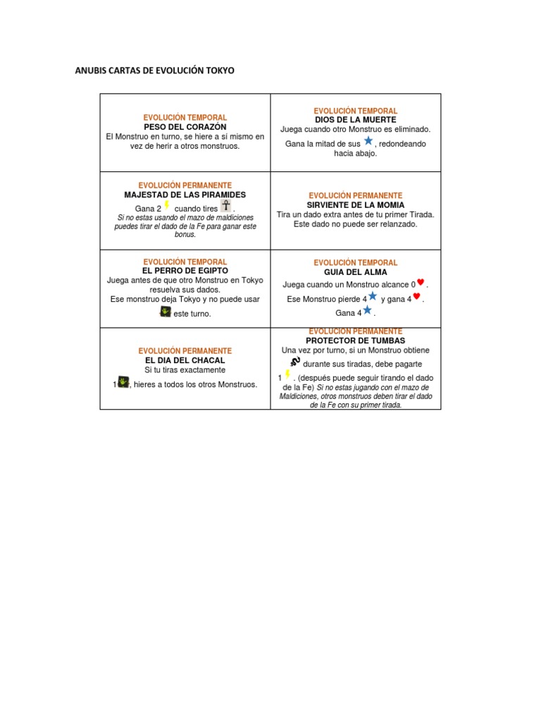 Anubis Evolution Cards Spanish Kot 1.1 | PDF