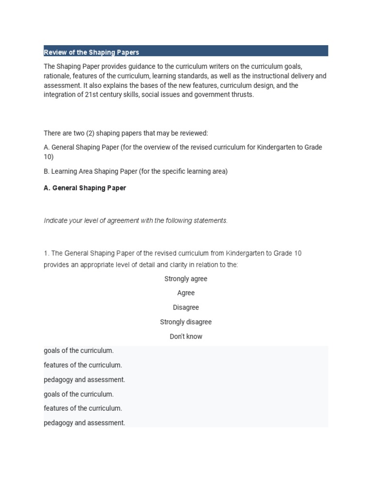 Survey For New CG | PDF | Curriculum | Pedagogy