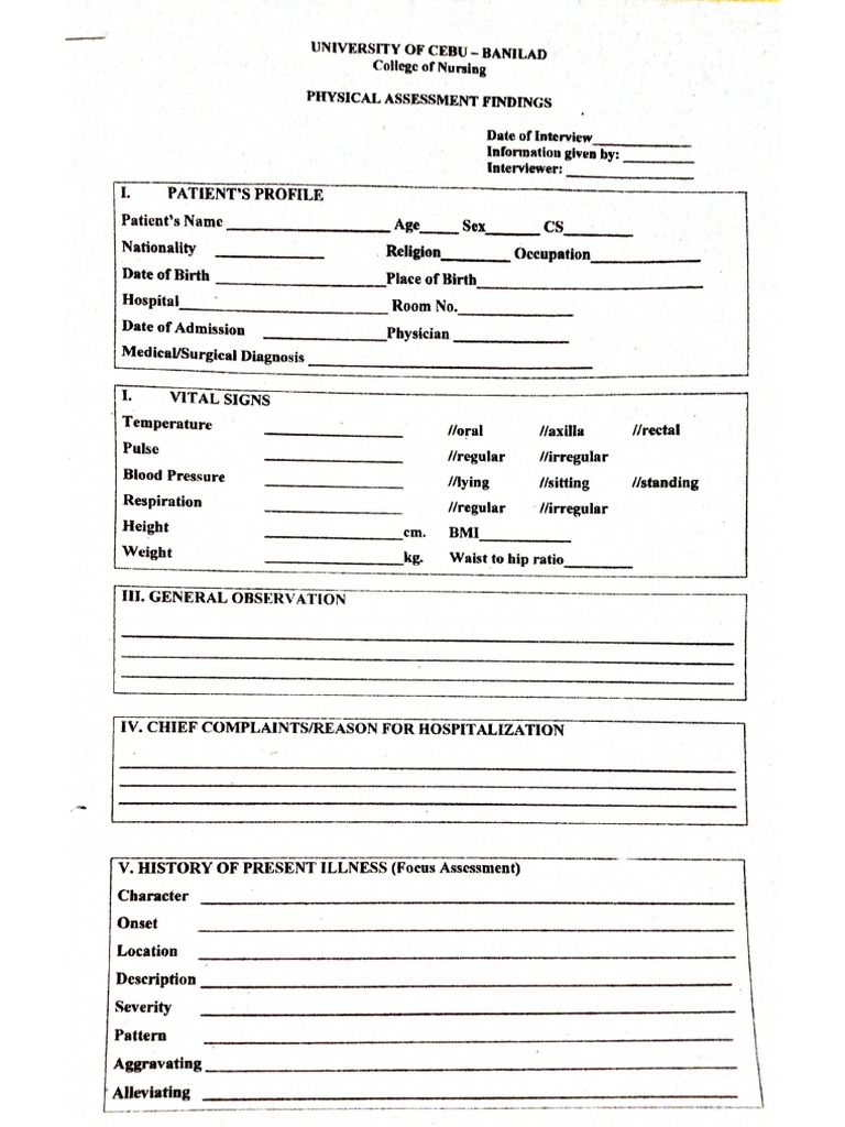 Physical Assessment Findings | PDF