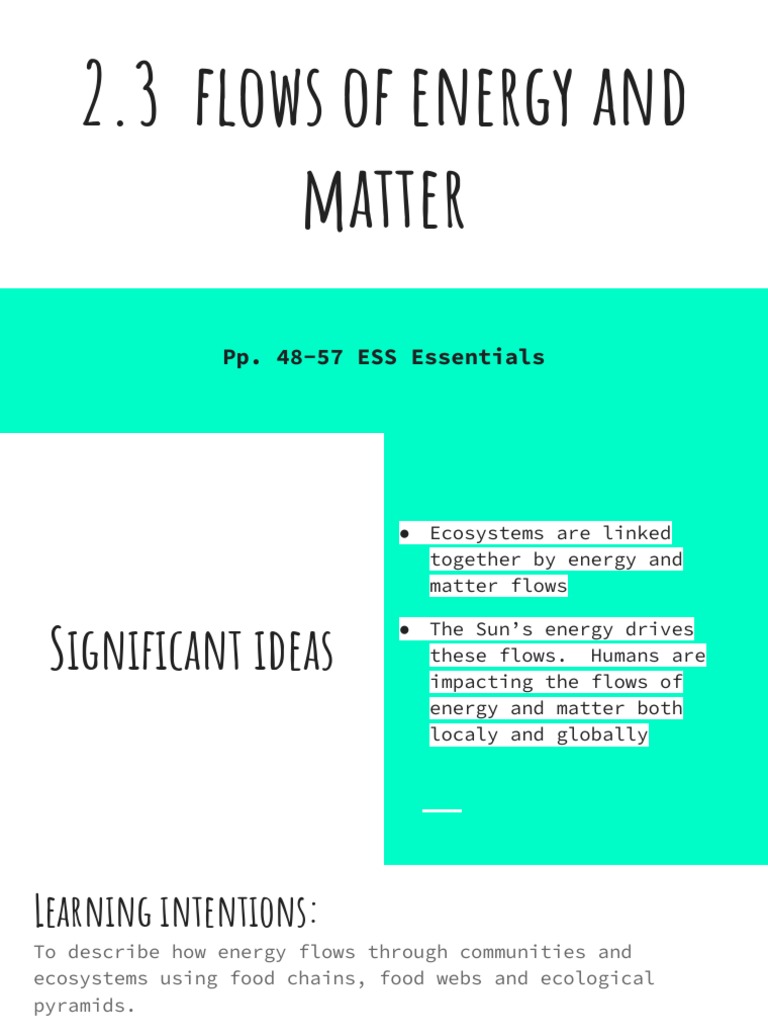 2.3 Flows of Energy and Matter | PDF | Primary Production | Carbon Cycle