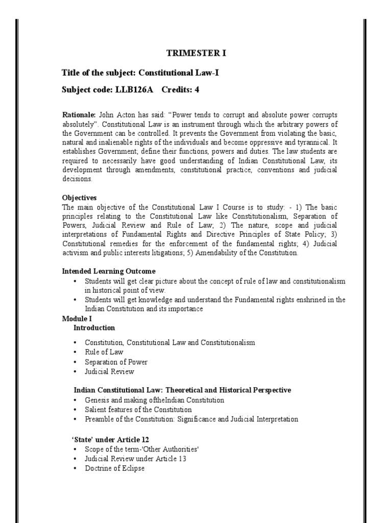 Constitutional Law I LLB | PDF | Constitution | Rule Of Law