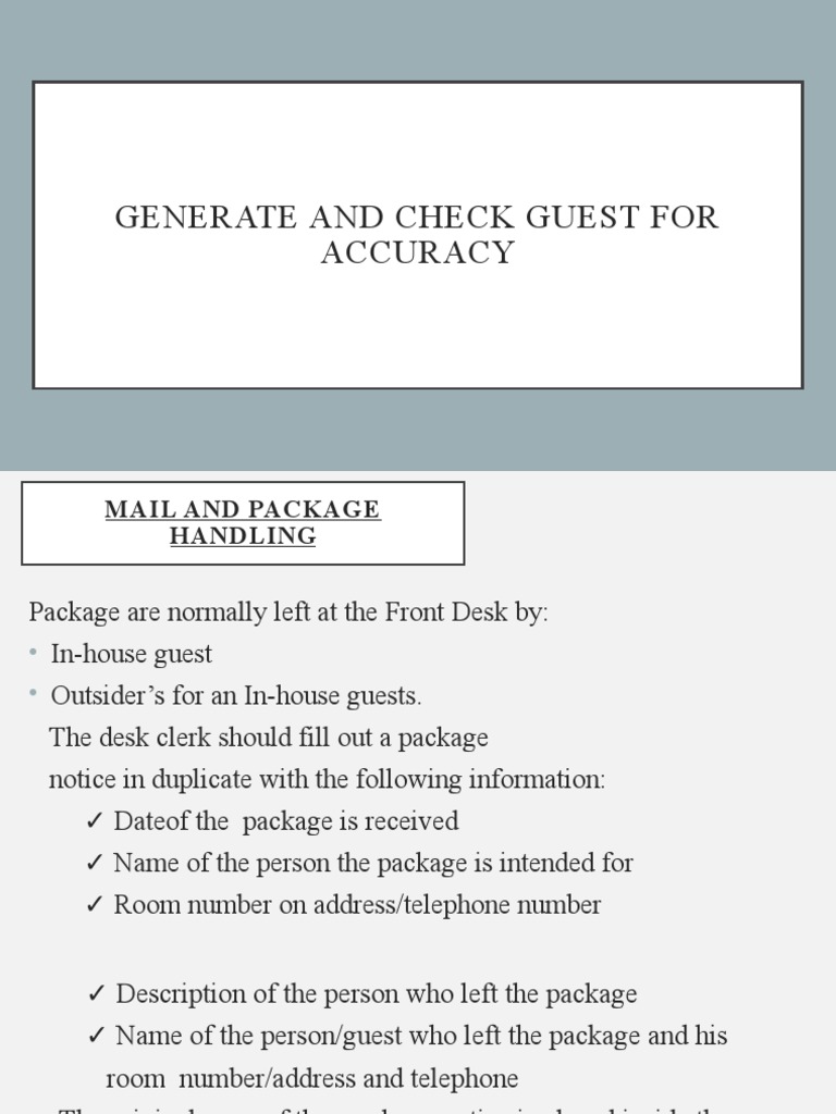 Generate and Check Guest For Accuracy | PDF | Mail | Communication