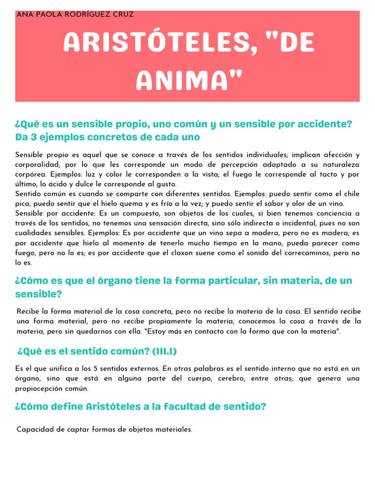 Aristóteles de Anima 1 | PDF | Comprensión | Conocimiento