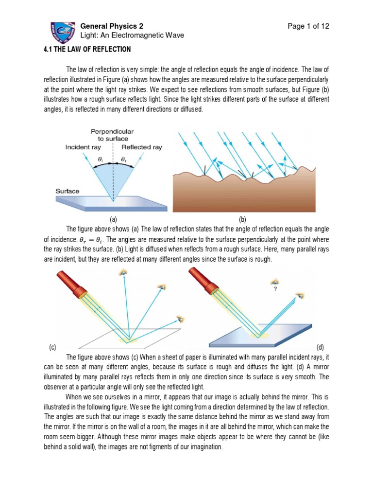 General Physics 2 4.1 The Law of Reflection | PDF | Reflection (Physics) | Refraction