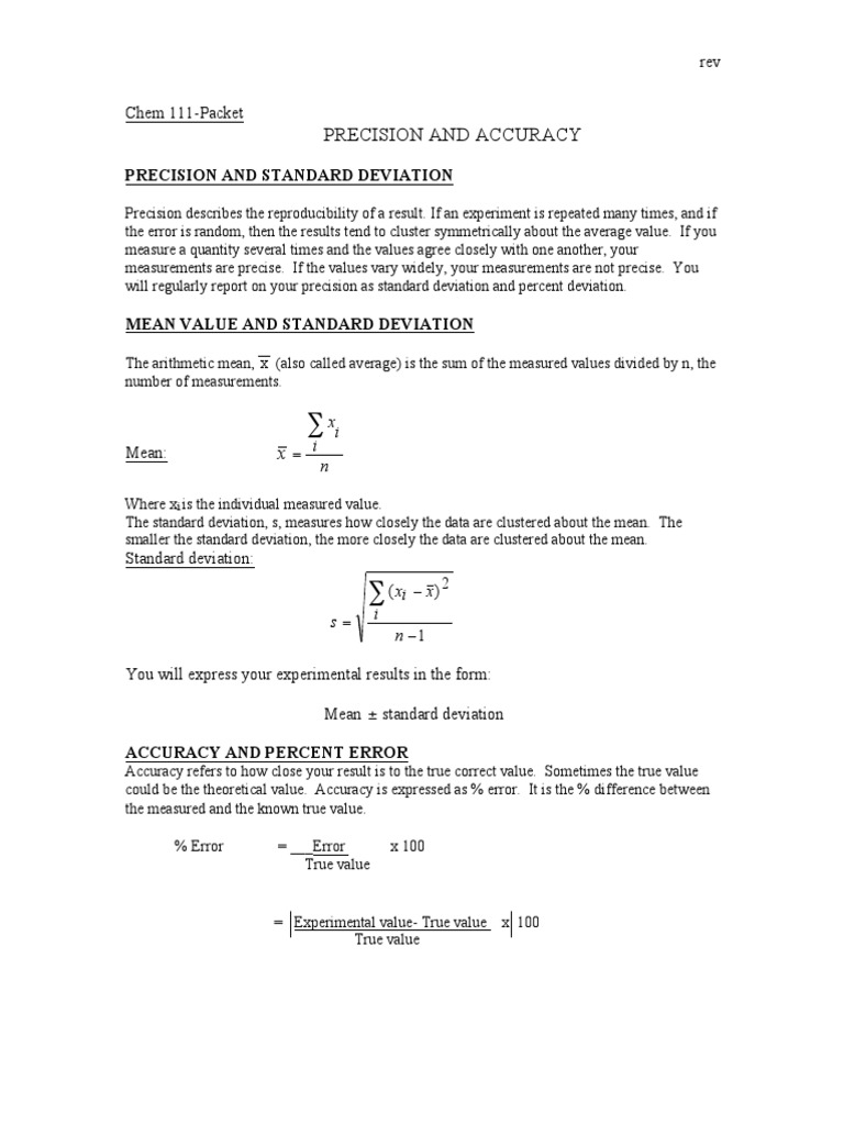 Precision and Accuracy - Fall2017 | PDF | Accuracy And Precision | Standard Deviation