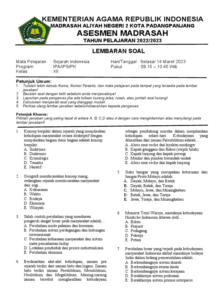 Soal Am SJRH Indonesia 2022-2023 | PDF