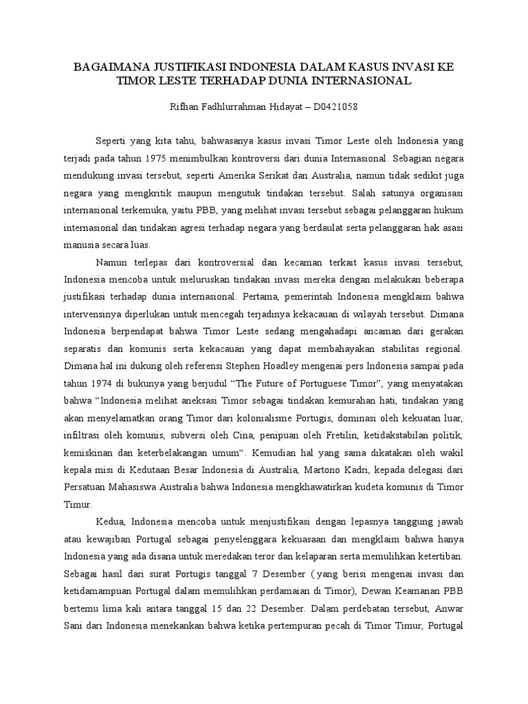 Justifikasi Invasi Timor Leste | PDF