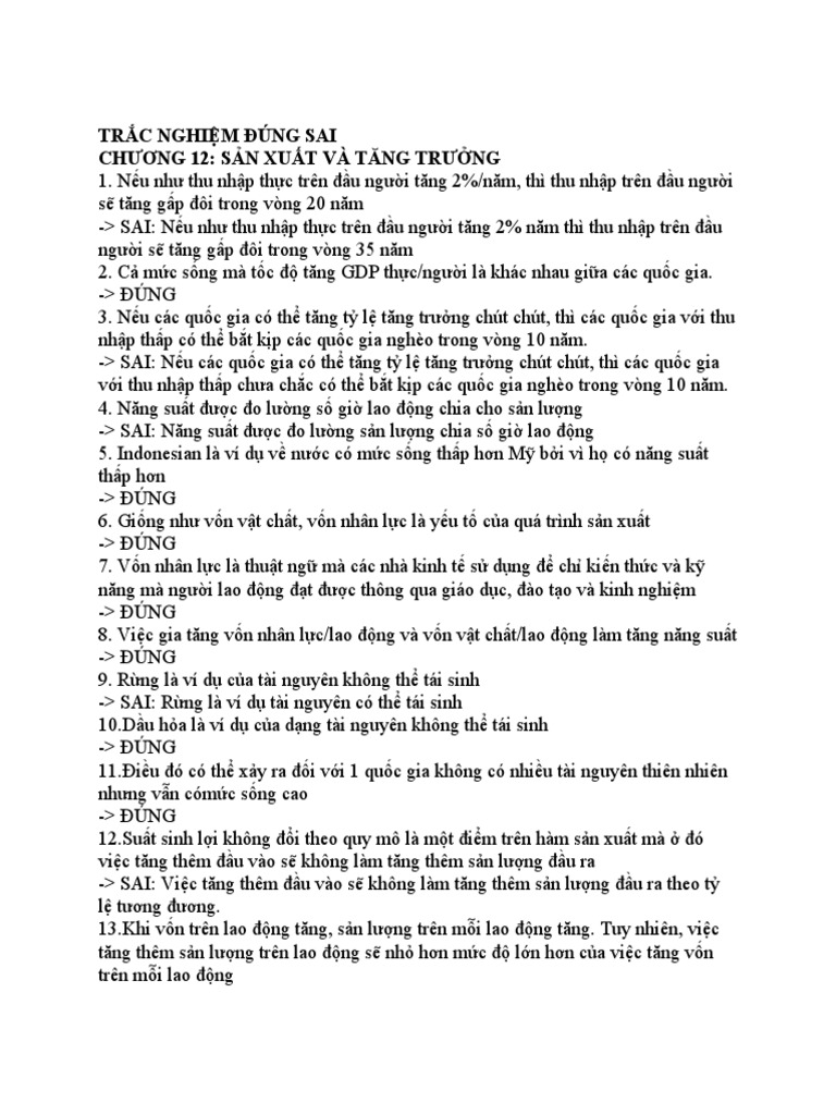 TRẮC-NGHIỆM-ĐÚNG-SAI-C12-13 | PDF