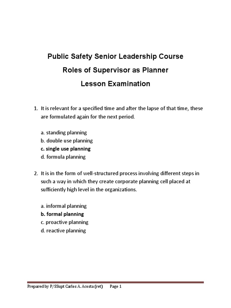 Roles of Supervisor As Planner | PDF | Business | Economies