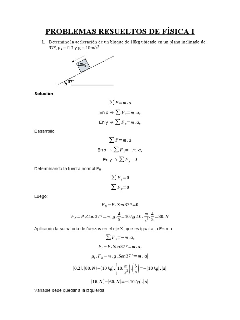 Problemas Resueltos de Fisica I - 011220 | PDF | Aceleración | Fuerza