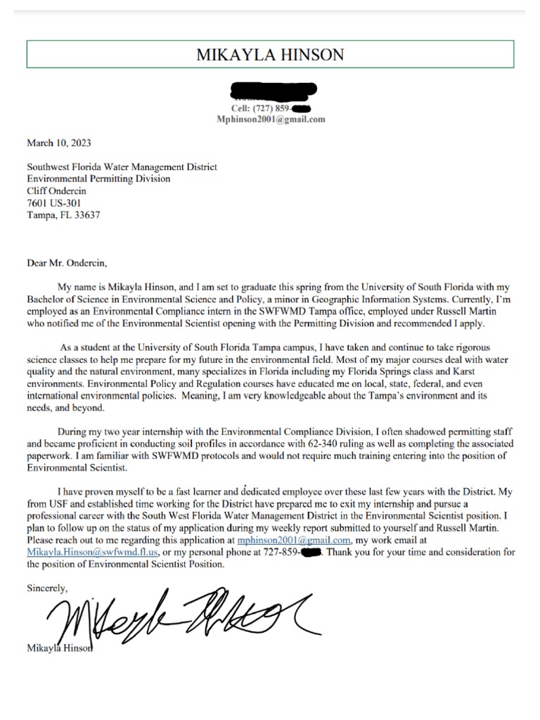 Cover Letter Redacted | PDF Cover Letter Redacted | PDF