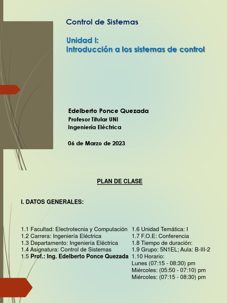 Presentacion CS 1-1 | PDF | Sistema de control | Ingeniería de control