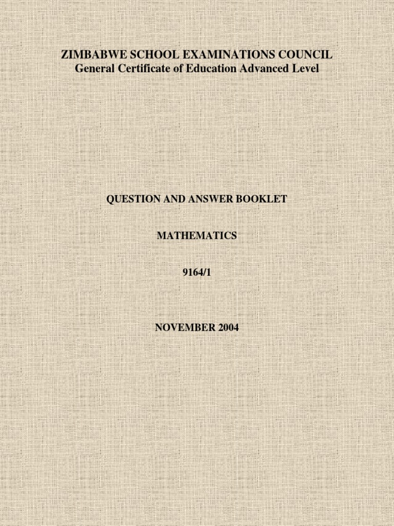 Zimbabwe School Examinations Council General Certificate of Education ...