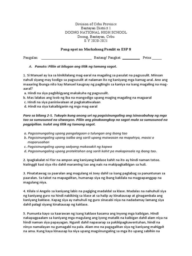 4q-Summative-Esp 8 | PDF