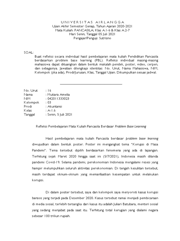 Mutiara Amelia - Uas Pancasila | PDF