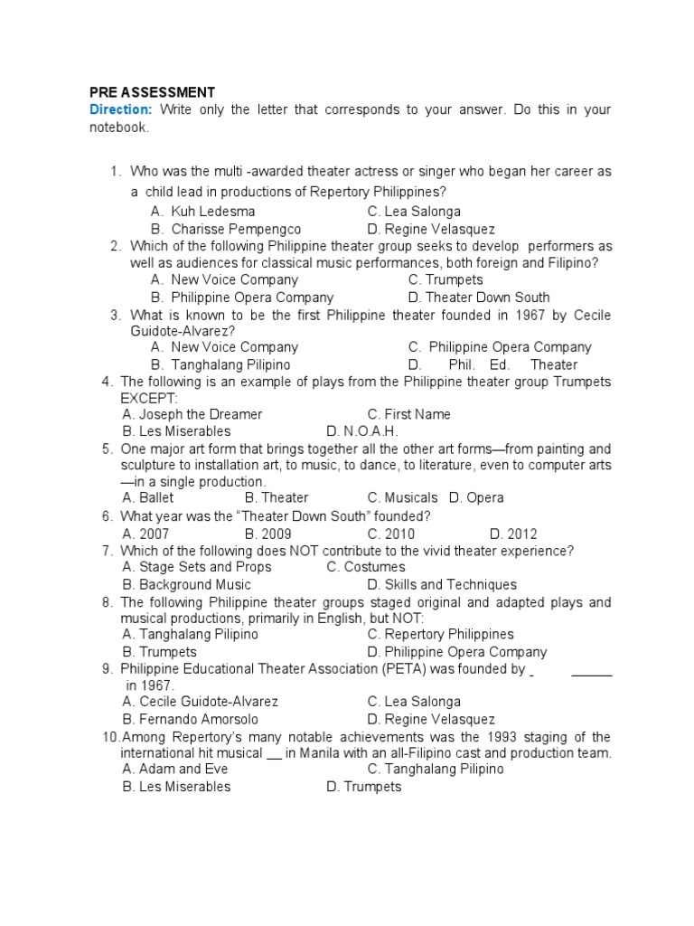 Pre Assessment | PDF