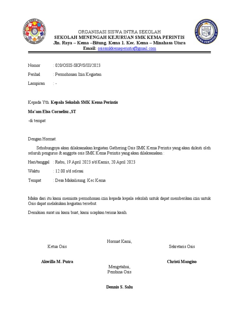 Surat SPI Sekolah | PDF