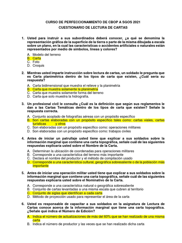 Banco de Preguntas para El Examen | PDF | Batallón | Azimut