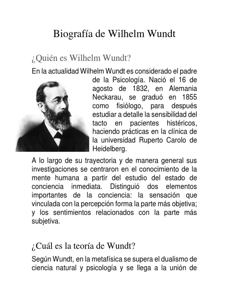 Biografía de Wilhelm Wundt | PDF