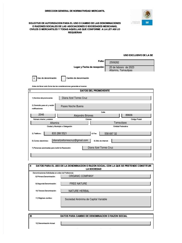 Permiso Para Uso De Denominación O Razon Social Pdf Privacidad De