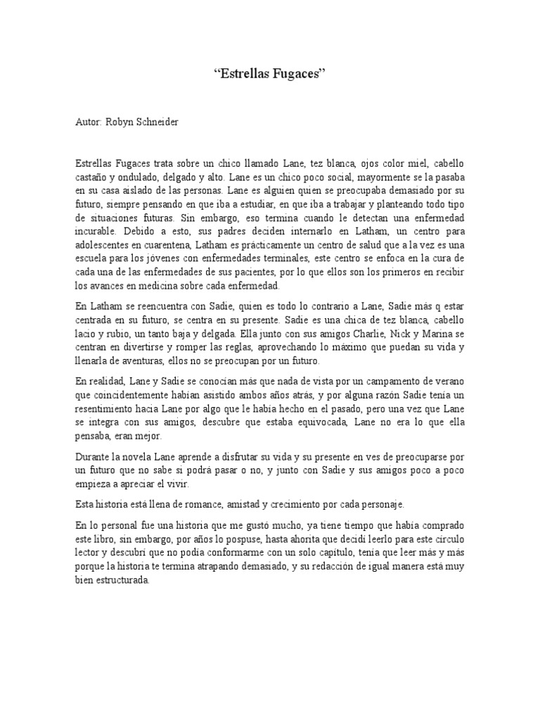 Estrellas Fugaces: Resumen y Análisis | PDF