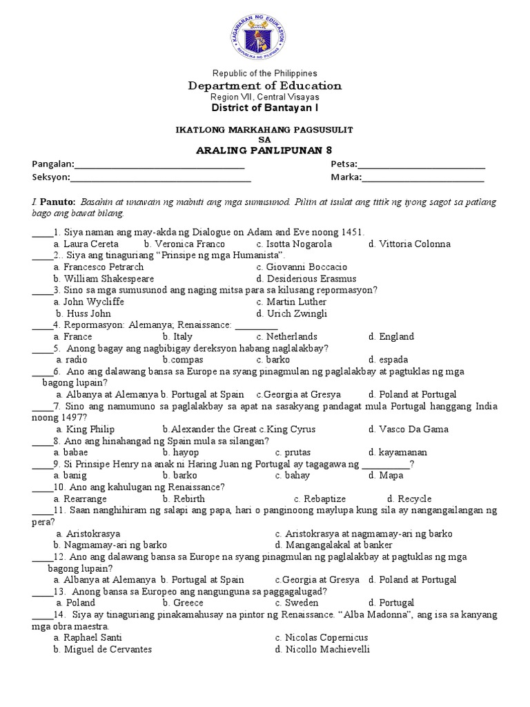 Ap8-3rd-Quarter Exam | PDF