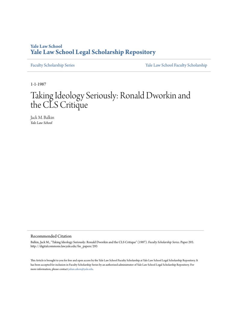 52 - Balkin, Taking Ideology Seriously, Dworkin and The CLS Critique | PDF | Reference Works ...