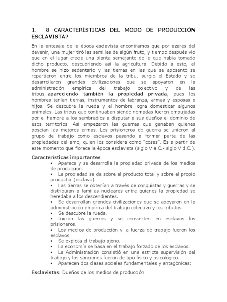 Actividad Economía Modos de Produccion Esclavista y Feudal | PDF | Feudalismo | Esclavitud